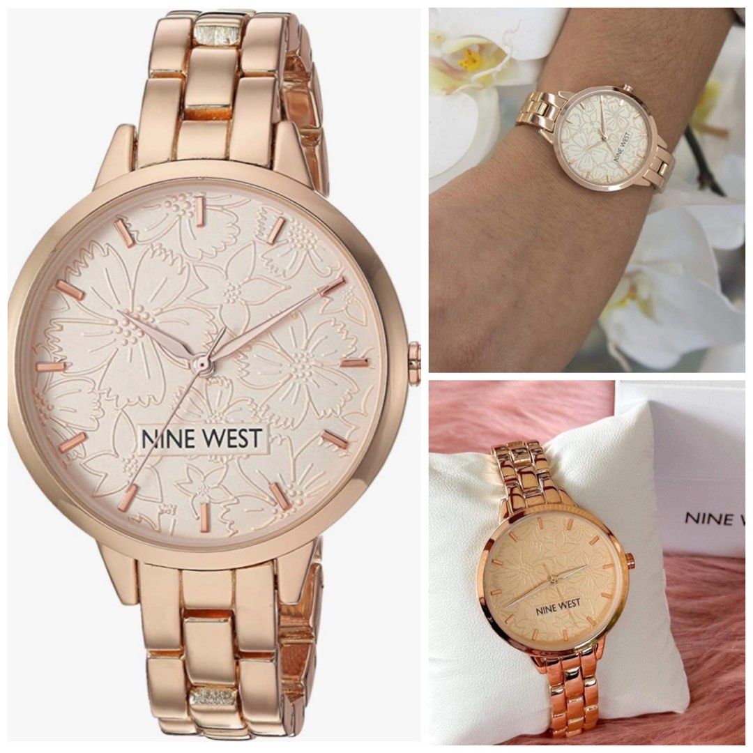 Nine west watch - rose gold floral, Women's Fashion, Watches & Accessories, Watches on Carousell