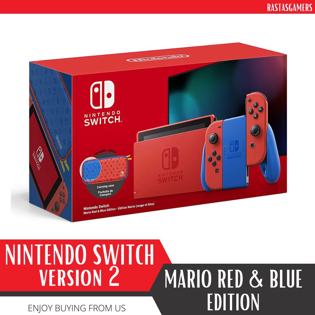 nintendo switch v2 mario red & blue edition, Video Gaming, Video Game ...