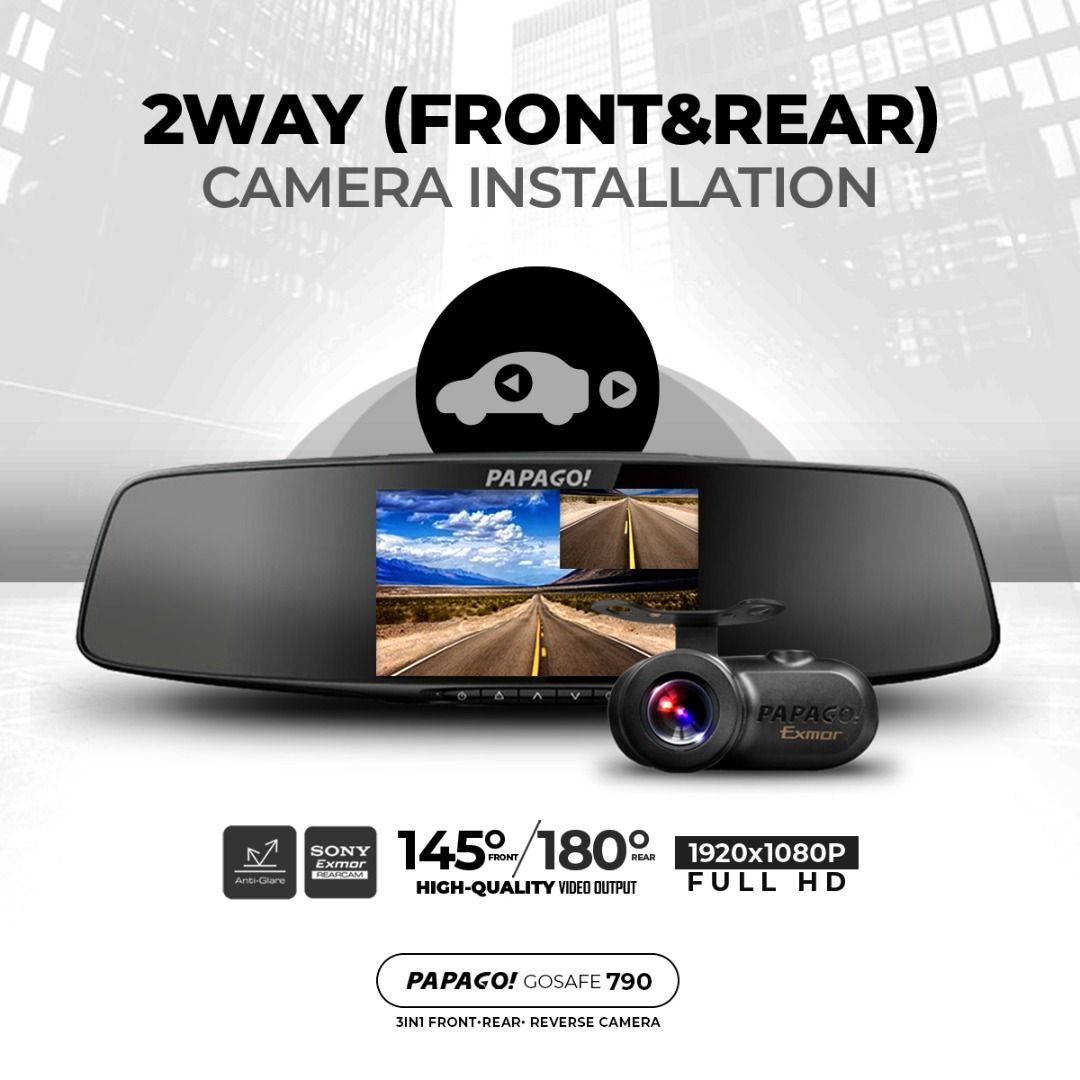 PAPAGO GoSafe 790 - 3in1 (FRONT/REAR/REVERSE) FULL-HD DASH CAMERA ...