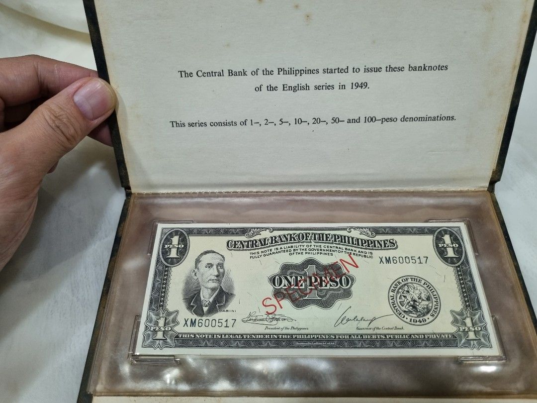Philippines 1949 Specimen 1 to 100 Peso note set 7 pieces, Hobbies ...