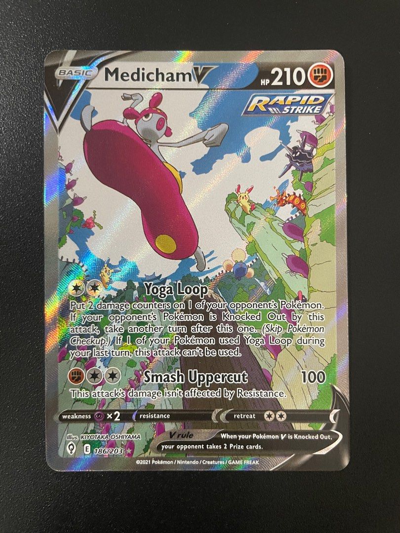 Pokemon TCG Medicham V - 186/203 - Alternate Art Ultra Rare Sword ...