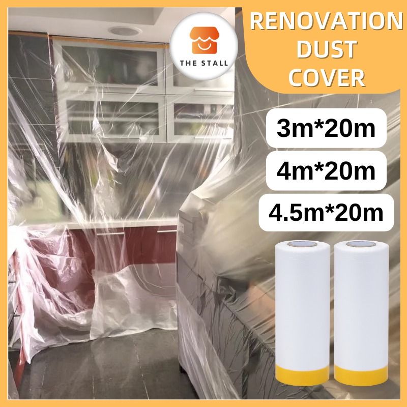 Pre-Taped Plastic Drop Sheet / Renovation Dust Cover/ HIP Prevention ...