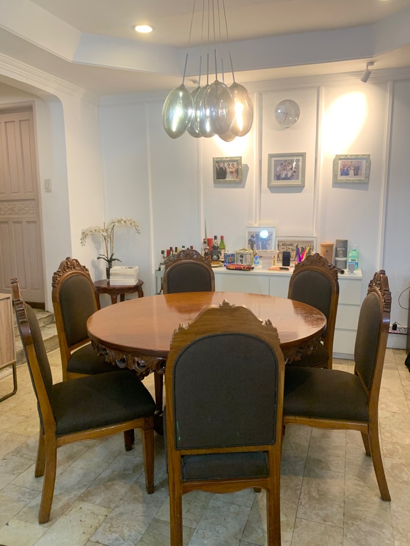 Pure Narra 6-Seater Round Dining Set, Furniture & Home Living ...