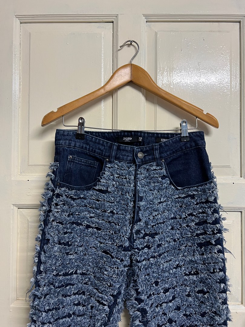 Shredded jeans, Men's Fashion, Bottoms, Jeans on Carousell