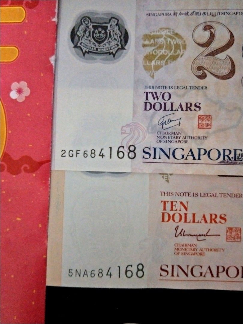 Singapore Prosperous Serial Number 168 LUCKY CURRENCY NOTE, Hobbies ...