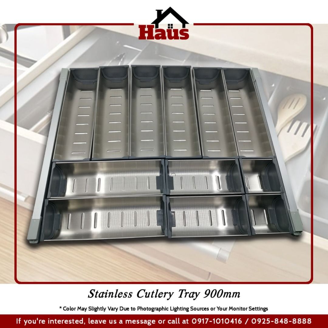 Stainless Cutlery Tray Drawer Organizer for 900 mm, Furniture & Home ...