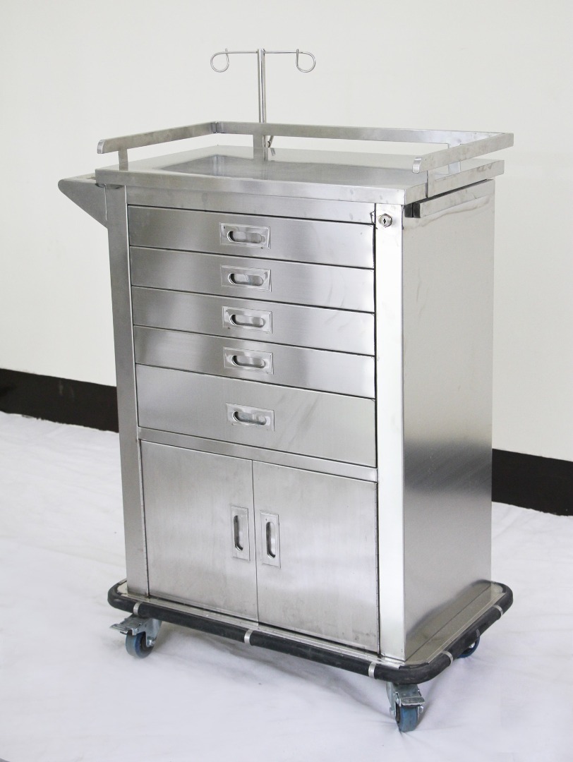 STAINLESS EMERGENCY CART 5 DRAWERS, Health & Nutrition, Medical ...