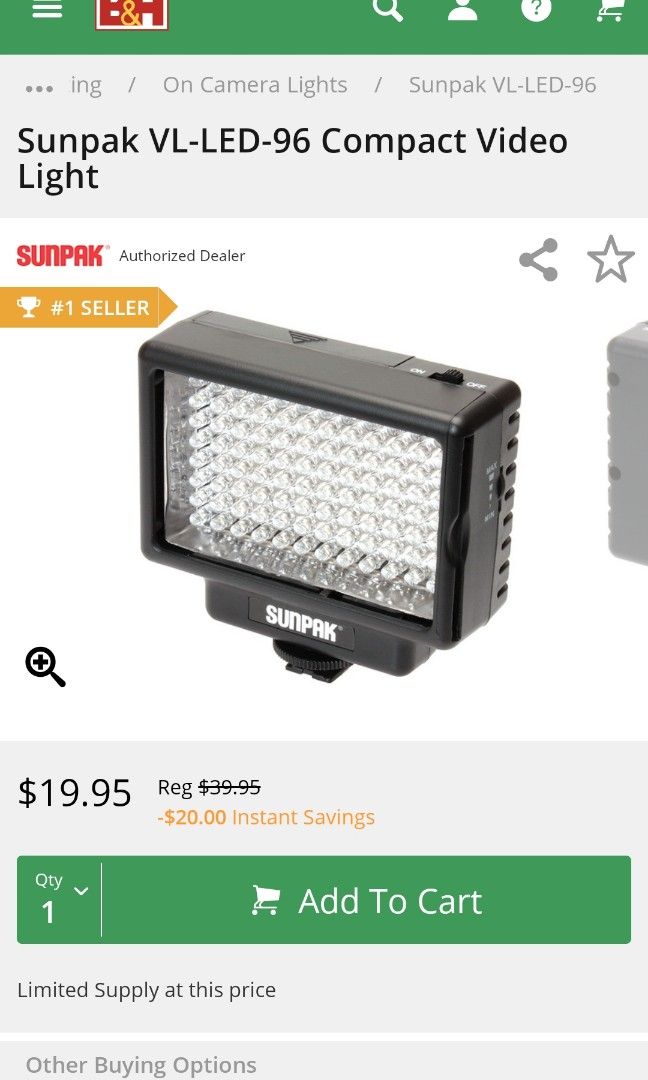 Sunpak Compact Video Light, Photography, Photography Accessories ...