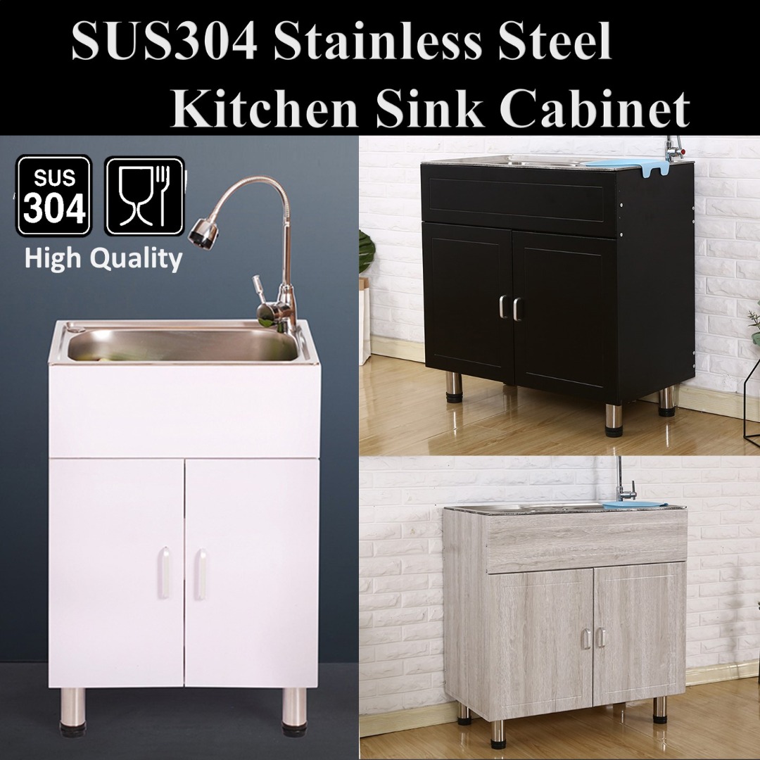 SUS304 Stainless Steel Kitchen Sink With Cabinet Set (PROMO NOW FREE ...