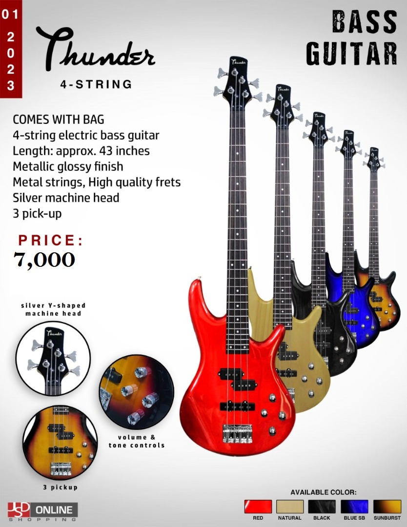 Thunder 4-strings Bass Guitar, Hobbies & Toys, Music & Media, Musical ...