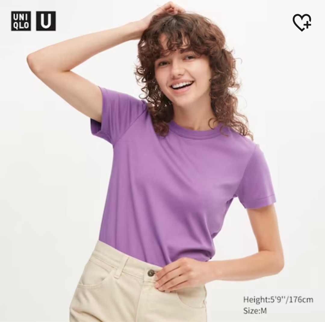 Uniqlo Crew Neck - Purple L, Women's Fashion, Tops, Shirts on Carousell