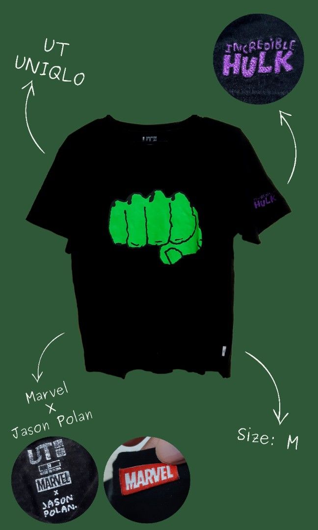 Uniqlo x Jason Polan Marvel Hulk, Fesyen Pria, Pakaian , Atasan di ...