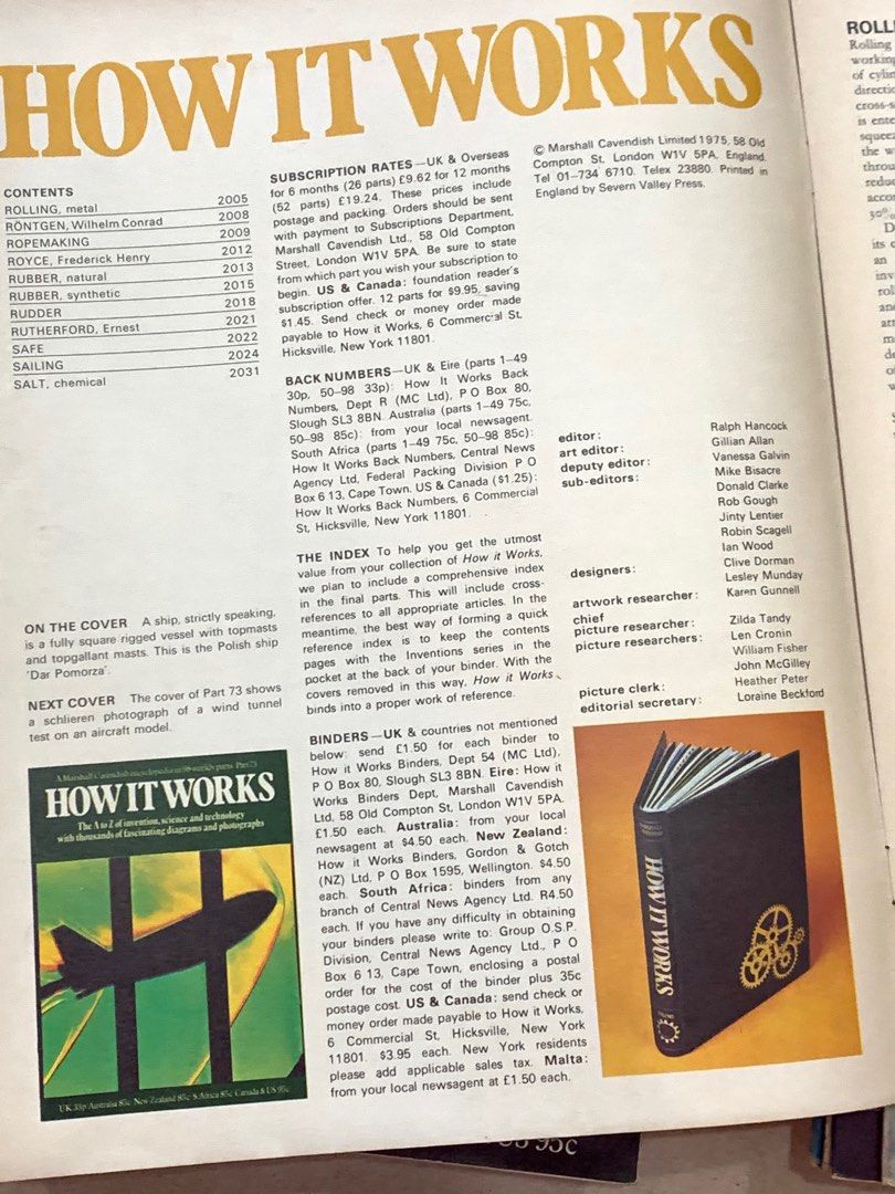 Book Magazine Publication- Vintage 1970s series The Marshall Cavendish ...