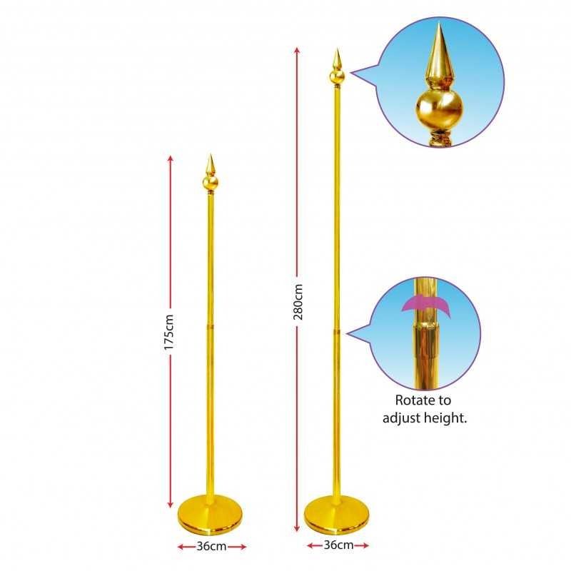 VIP Flag Pole With Stand 2.8m (Gold), Hobbies & Toys, Stationery ...