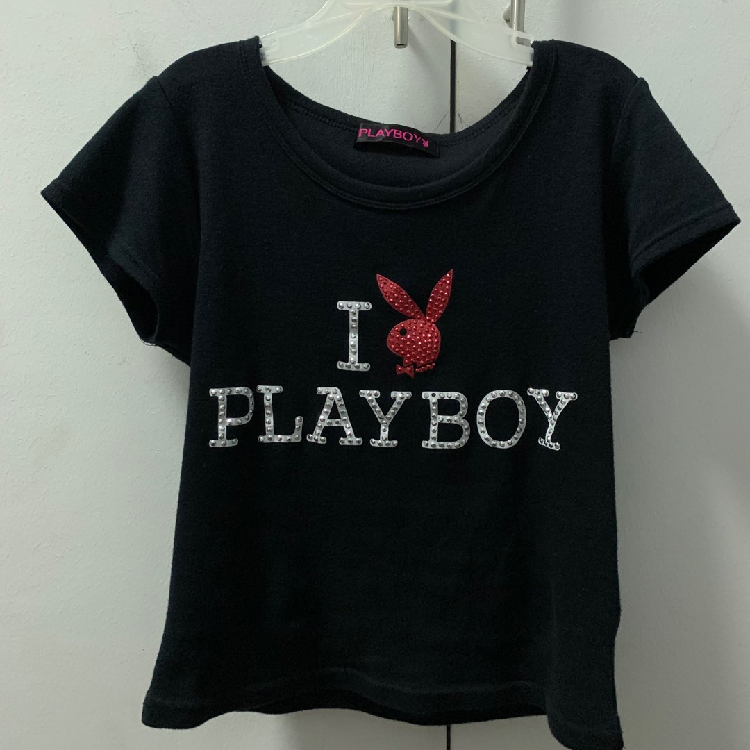 Y2K playboy Rhinestone Top, Women's Fashion, Tops, Blouses on Carousell