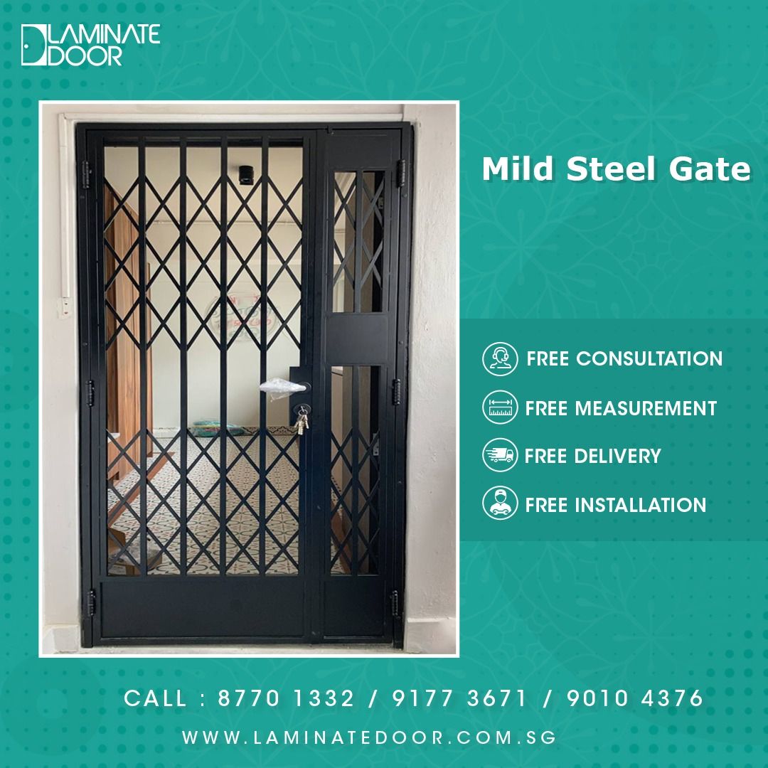 3x7ft Mild Steel Gate Install for HDB and Condo, Furniture & Home ...
