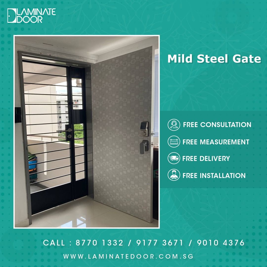 3x7ft Mild Steel Gate Install for HDB and Condo, Furniture & Home ...