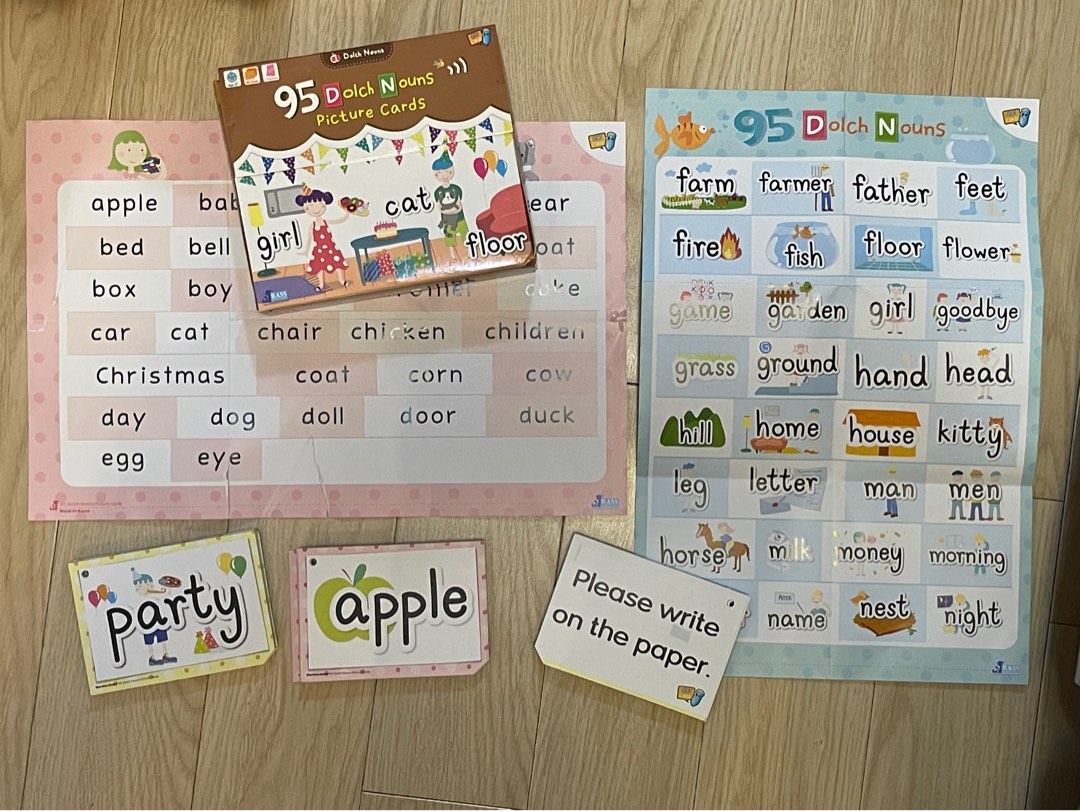 95 Dolch Nouns Picture Cards, 興趣及遊戲, 書本 & 文具, 小朋友書 - Carousell