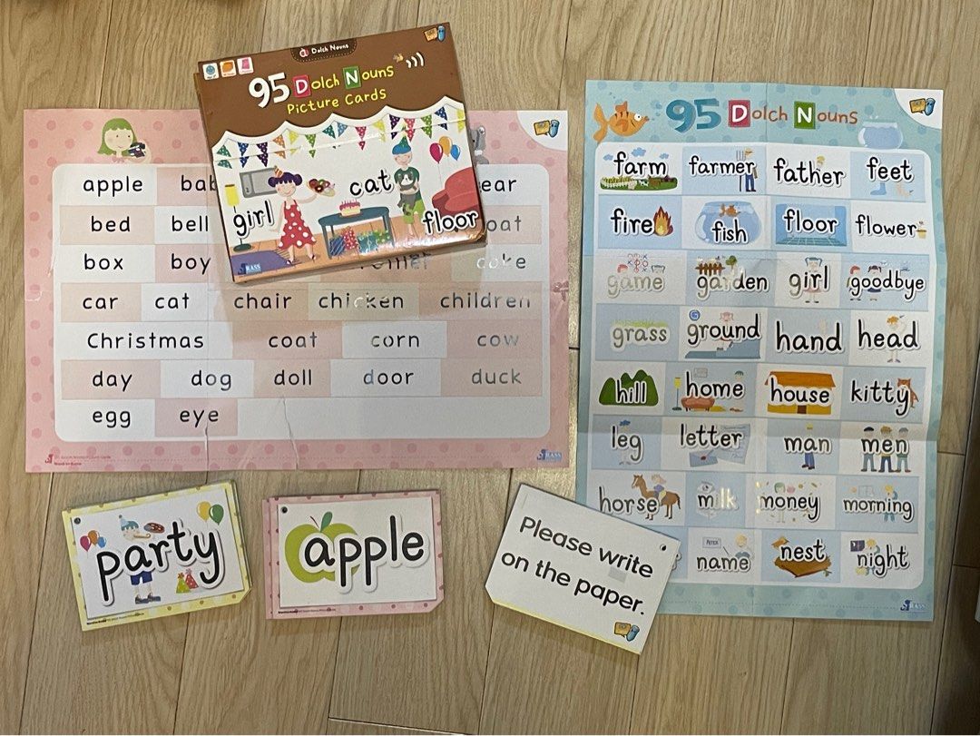 95 Dolch Nouns Picture Cards, 興趣及遊戲, 書本 & 文具, 小朋友書 - Carousell