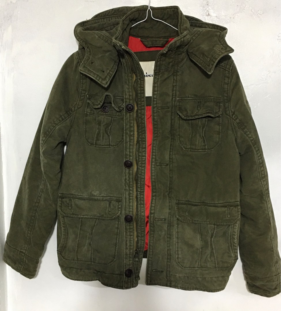 ABERCROMBIE!!! Army Green Jacket! w/ Windbreaker and Hood, Men's ...