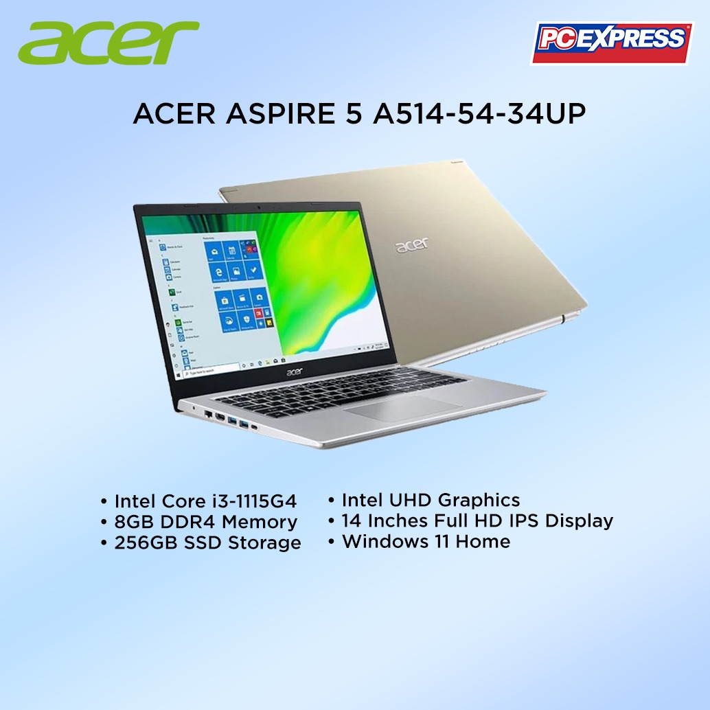 Acer Aspire A514-54-34UP | Intel Core i3-1115G4 | 8GB DDR4 memory ...