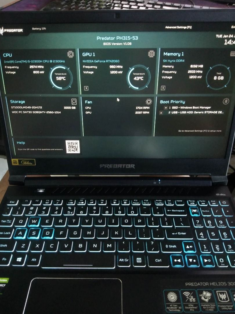 Acer predator helios 300 Intel core i5 10th gen GPU: RTX 2060 ...
