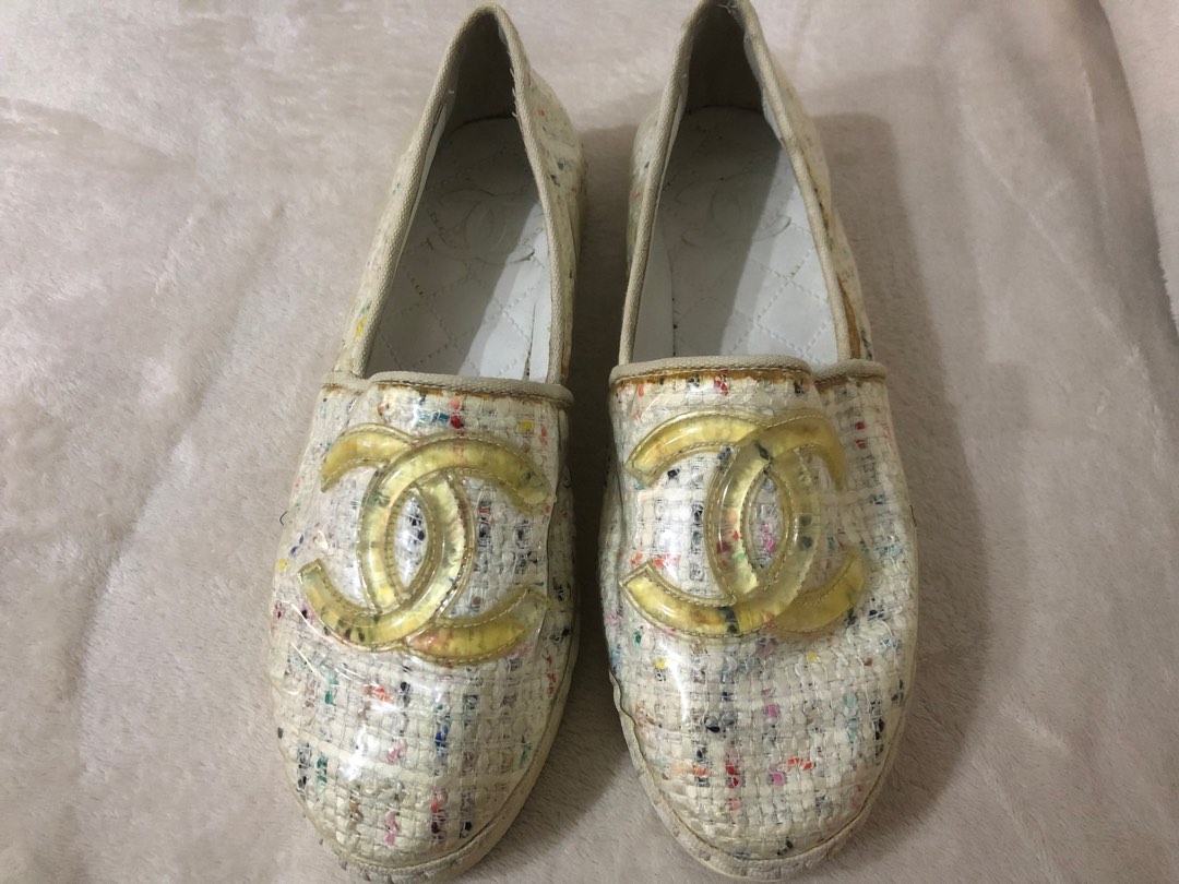 Authentic Chanel Tweed PVC Espadrille, Women's Fashion, Footwear ...