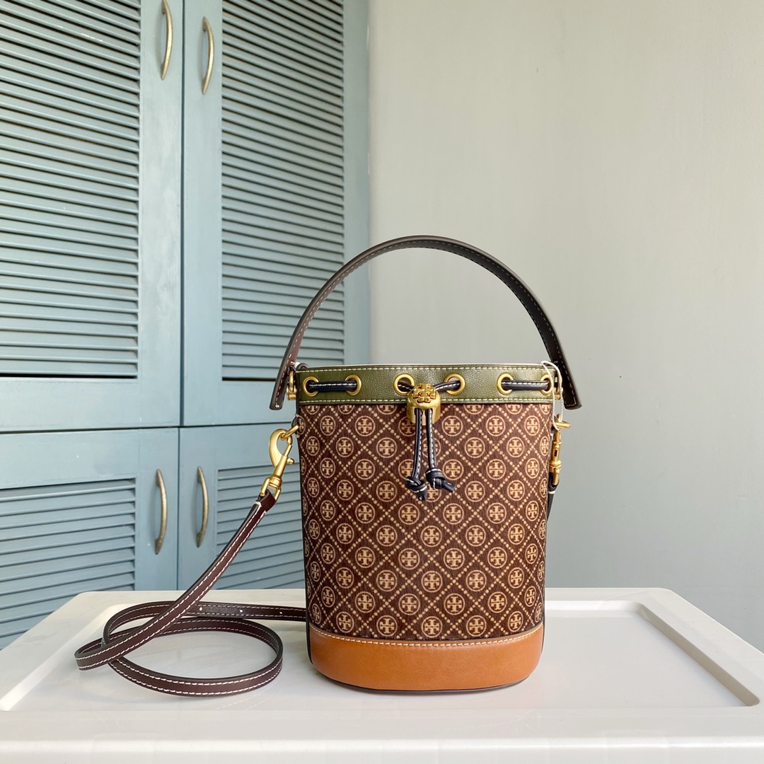 Authentic TB new TMonogram series jacquard bucket bag, Women's Fashion ...