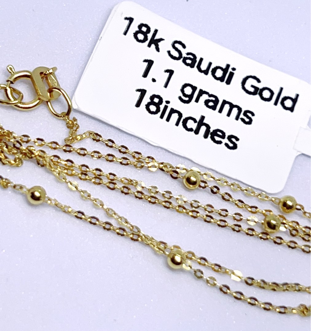 Brand new 18k saudi gold ball chain necklace, Women's Fashion, Jewelry ...