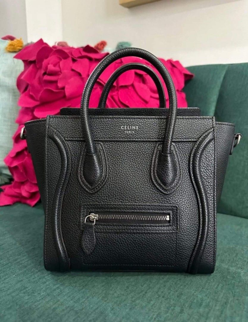 Celine Nano Luggage in Drummed calfskin black, Luxury, Bags & Wallets on Carousell