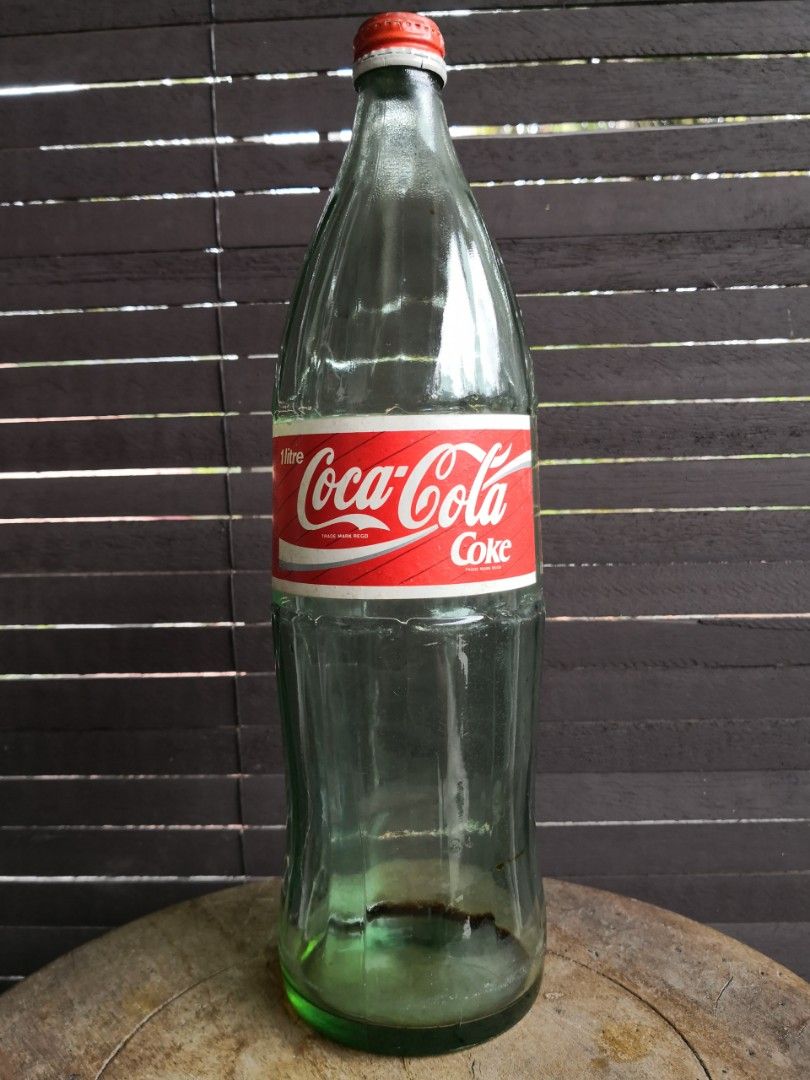 Coca-Cola 1980s Glass Bottle (1 lt); Prepared and Bottled by Coca-Cola ...