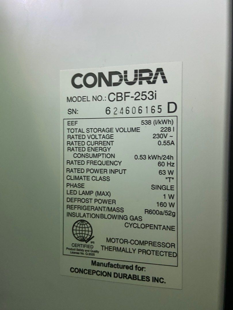 Condura Inverter Refrigerator, TV & Home Appliances, Kitchen Appliances ...