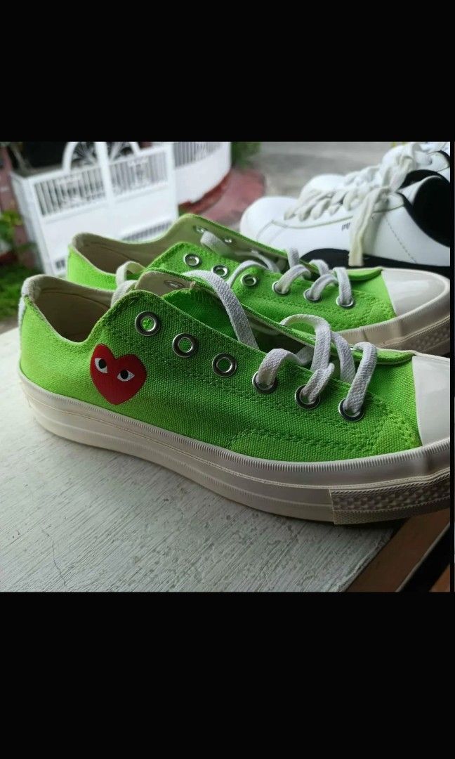 Converse x CDG neon green, Men's Fashion, Footwear, Sneakers on Carousell