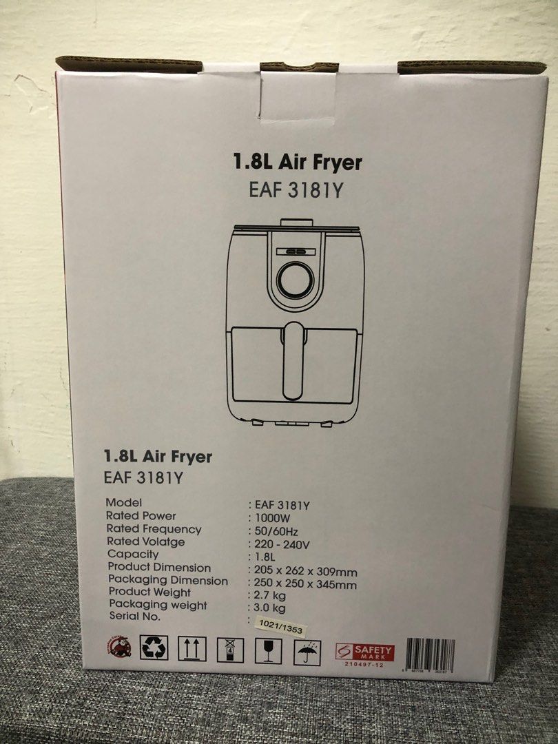 EUROPACE EAF 3181Y AIR FRYER (1.8L) EMERALD GREEN, TV & Home Appliances ...