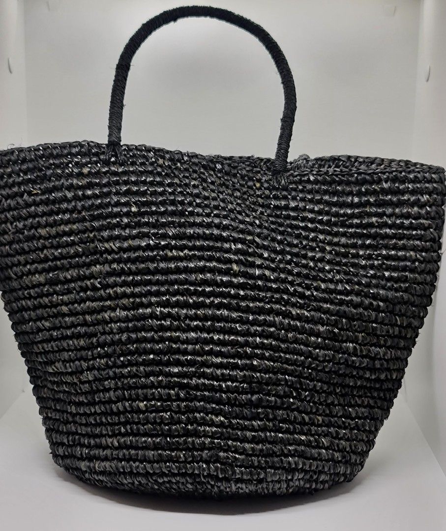 Export Quality Woven Abaca Tote Bag Black, Women's Fashion, Bags ...