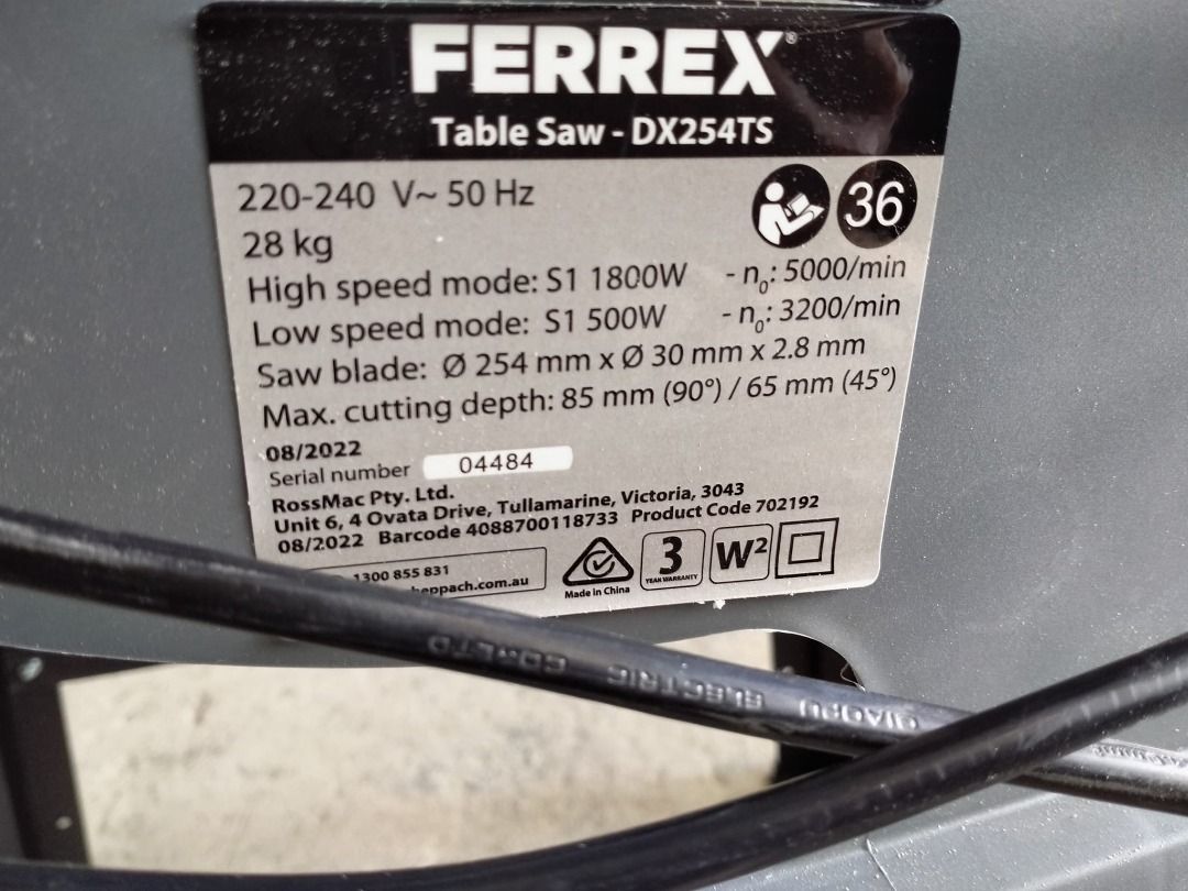 Ferrex Table Saw DX254TS, Commercial & Industrial, Construction Tools ...