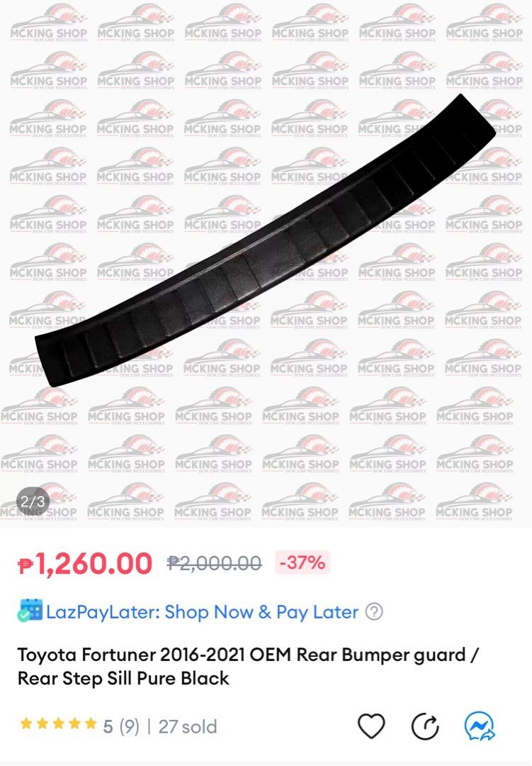 Fortuner Rear Step Sill Guard (2016 and up), Car Parts & Accessories ...