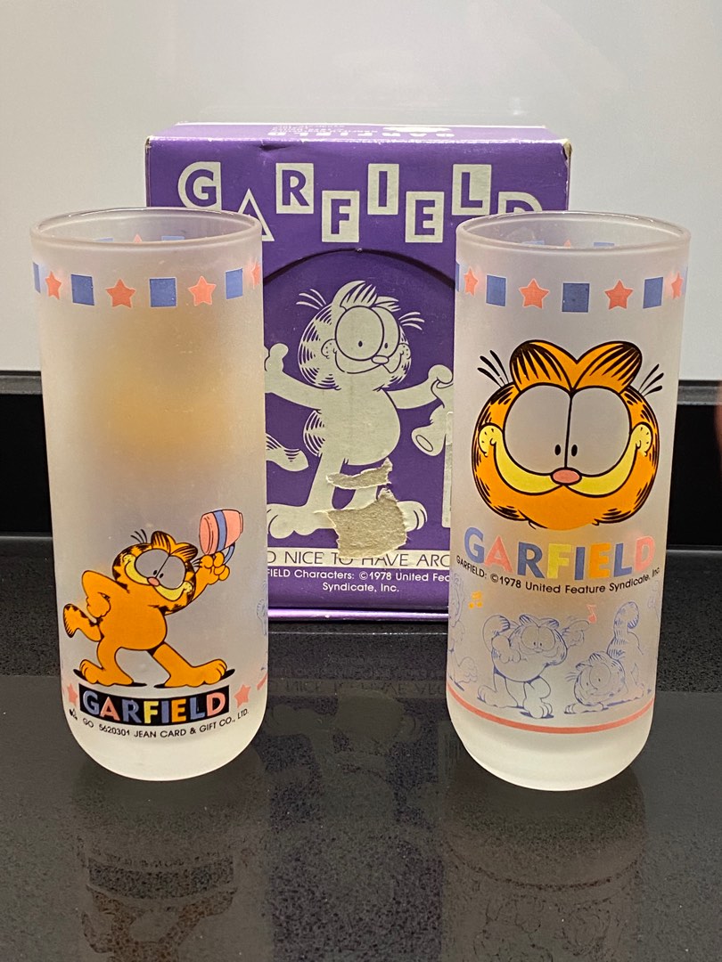 GARFIELD glasses (frosted glass), Furniture & Home Living, Kitchenware ...