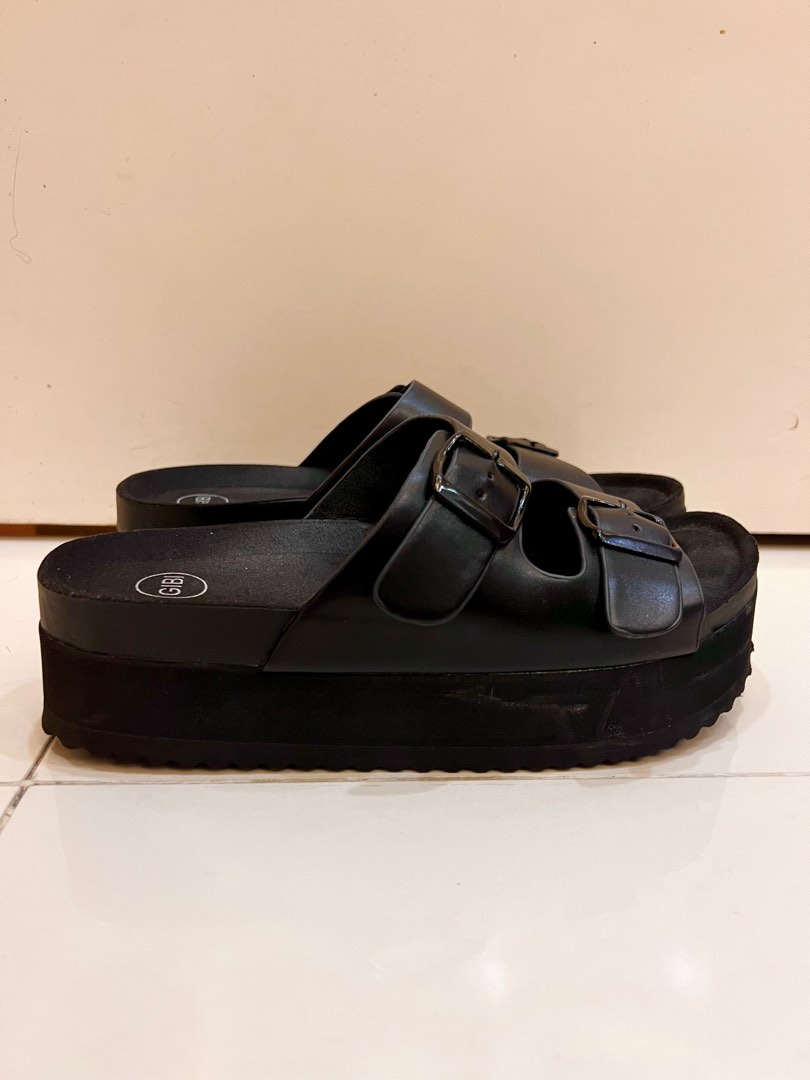 Gibi Two Strap Slides Platform, Women's Fashion, Footwear, Slippers and ...