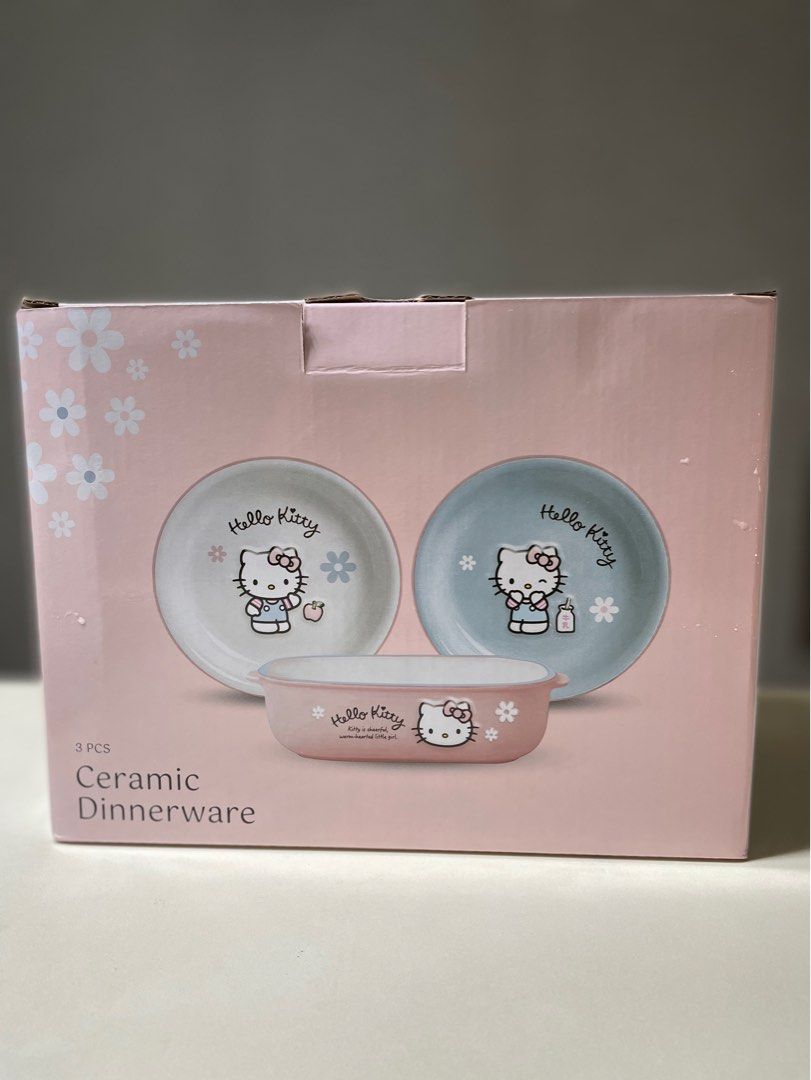 Hello Kitty Ceramic Dinnerware - 3 pcs set, Furniture & Home Living ...