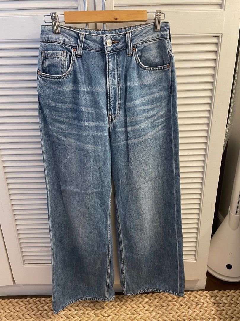 H&M Divided High Waisted Wide Leg Jeans, Women's Fashion, Bottoms ...