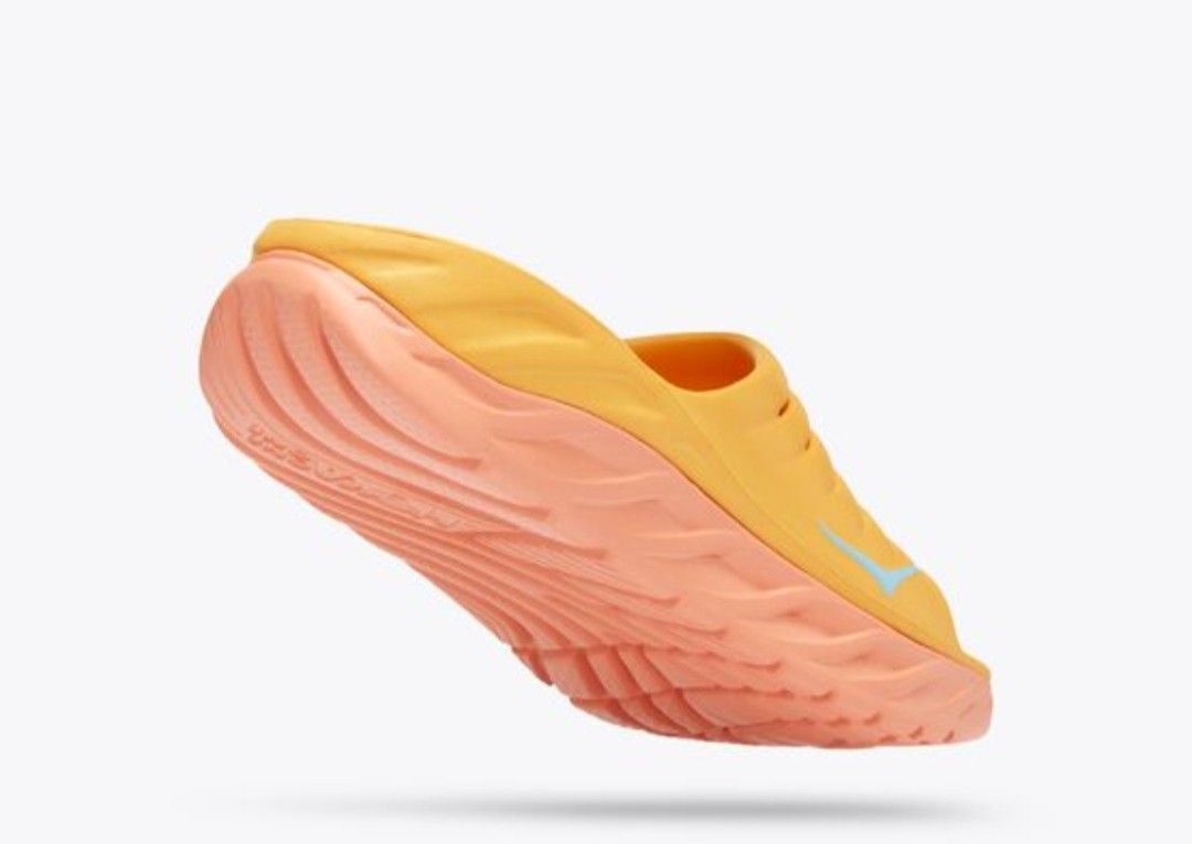 HOKA ORA RECOVERY SLIDE SANDAL SLIPPER AMBER YELLOW / SHELL CORAL Size ...