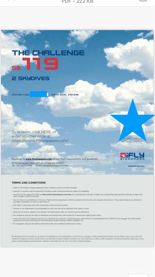 iFly - The Challenge , Tickets & Vouchers, Local Attractions & Transport on Carousell