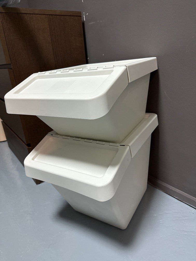 IKEA SORTERA Waste sorting bin with lid (white), Furniture & Home ...