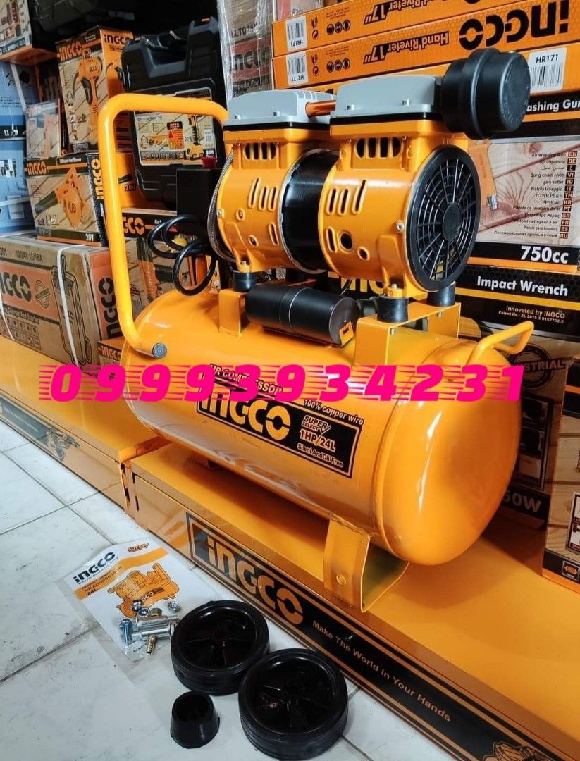 INGCO 1HP, 24L Oil-less Air Compressor, Commercial & Industrial ...
