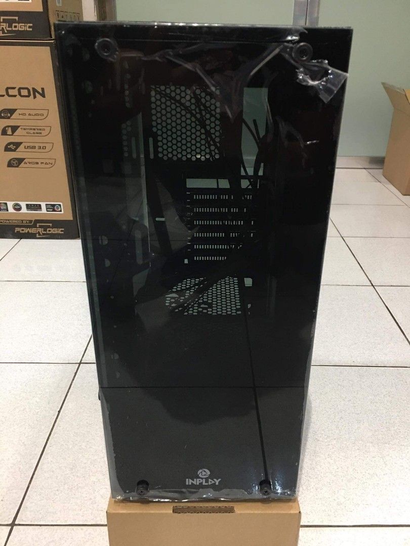 Inplay Meteor 01 ATX MicroATX Mini ITX Tempered Glass PC Case Black ...