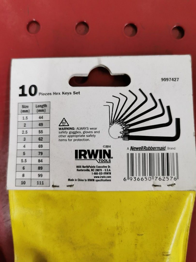Irwin 10pcs Hex Keys set, Furniture & Home Living, Home Improvement ...
