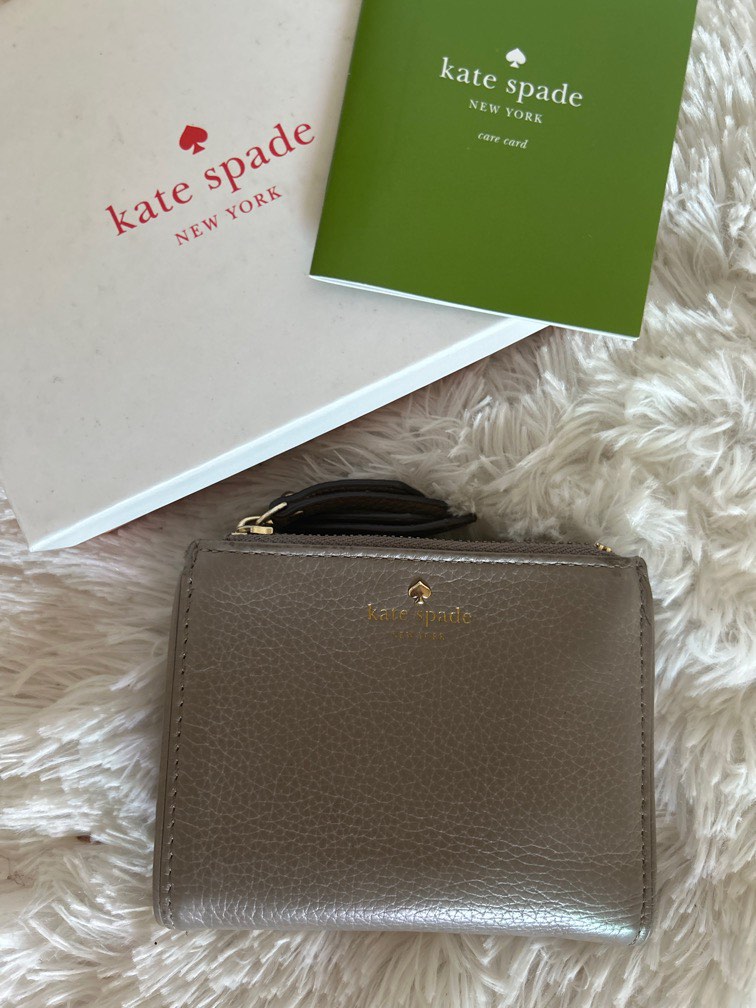 KATE SPADE authentic Small Malea Bifold Gray Leather Wallet with Box ...