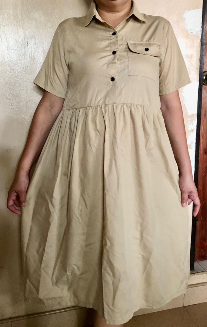 KHAKI KOREAN MAXI DRESS, Women's Fashion, Dresses & Sets, Dresses on ...