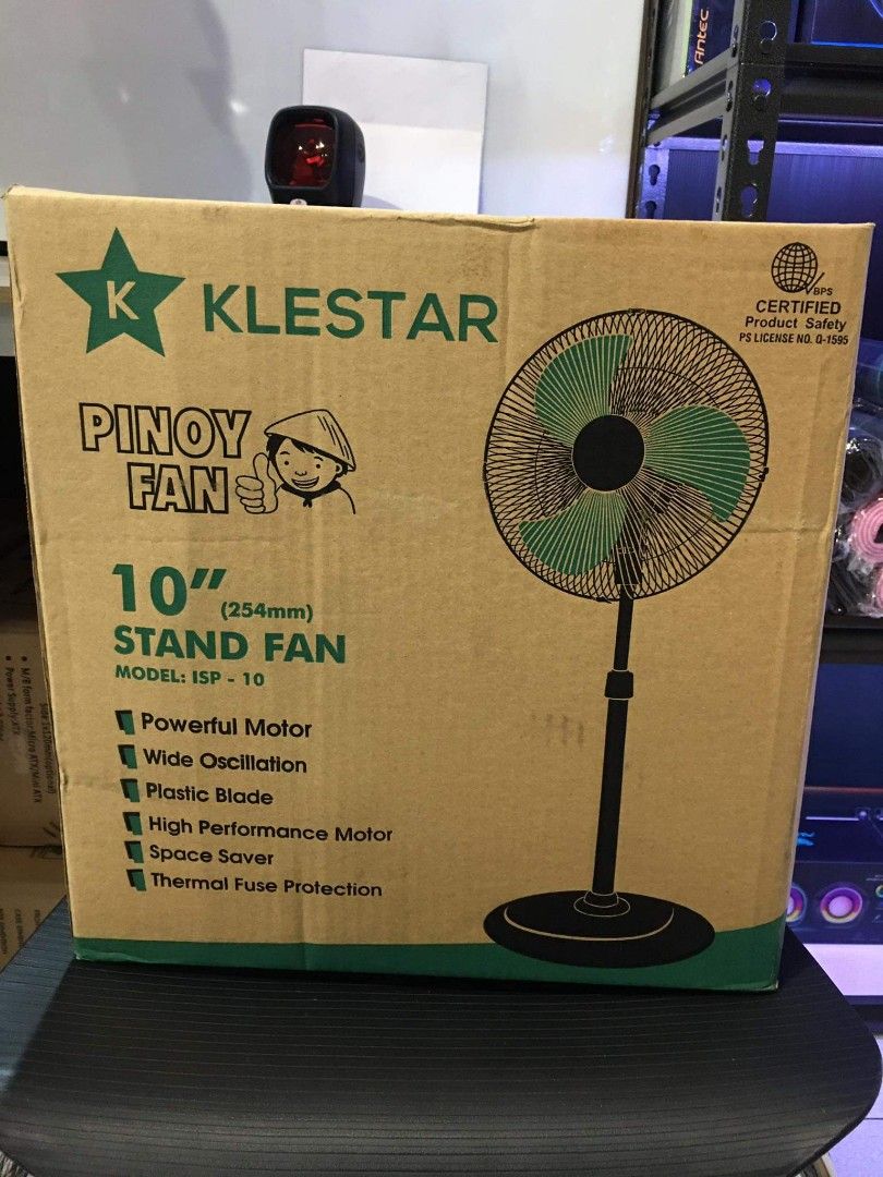KLESTAR 10" Mini Stand Fan Plastic Blade Black ISP10, Furniture & Home ...